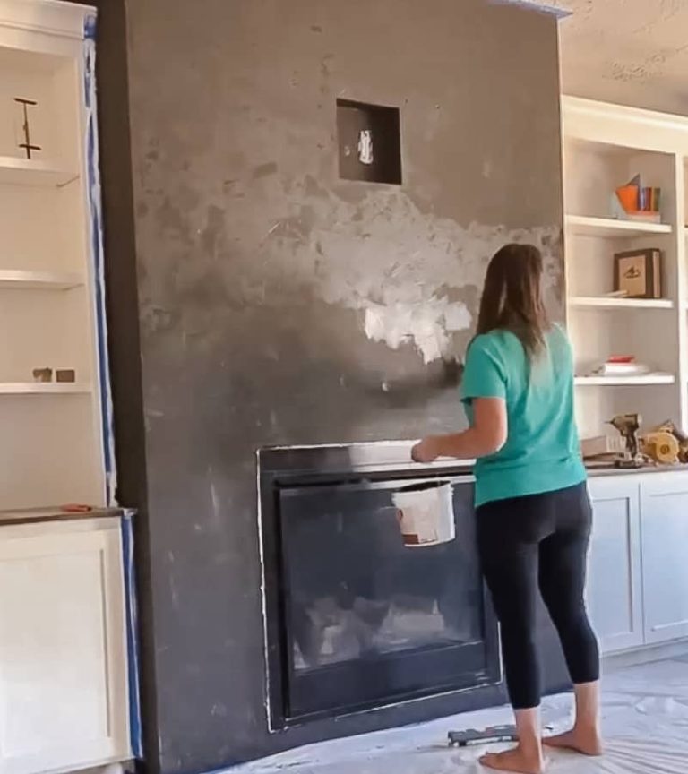 DIY Black Roman Clay Fireplace | Crystel Montenegro Home