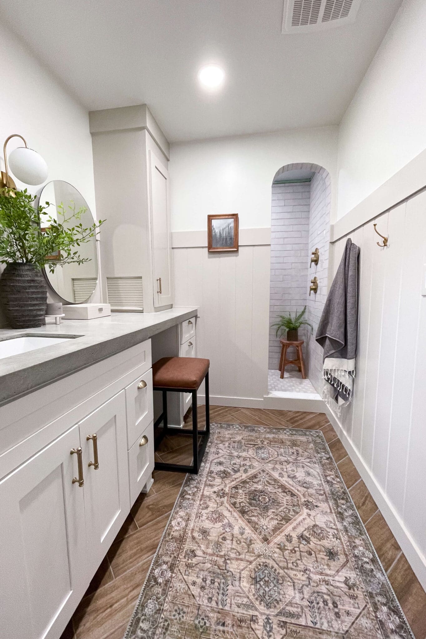 Laying a Herringbone Tile Floor in the Bathroom | Crystel Montenegro Home