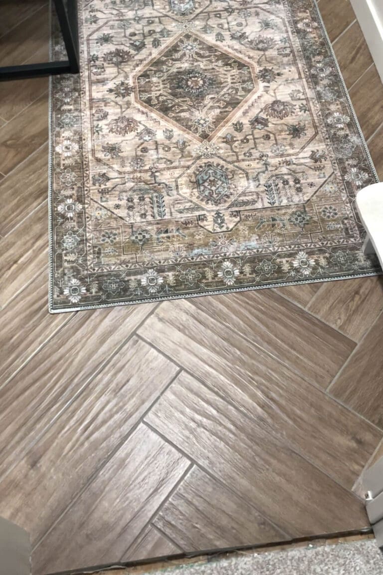 Laying a Herringbone Tile Floor in the Bathroom | Crystel Montenegro Home