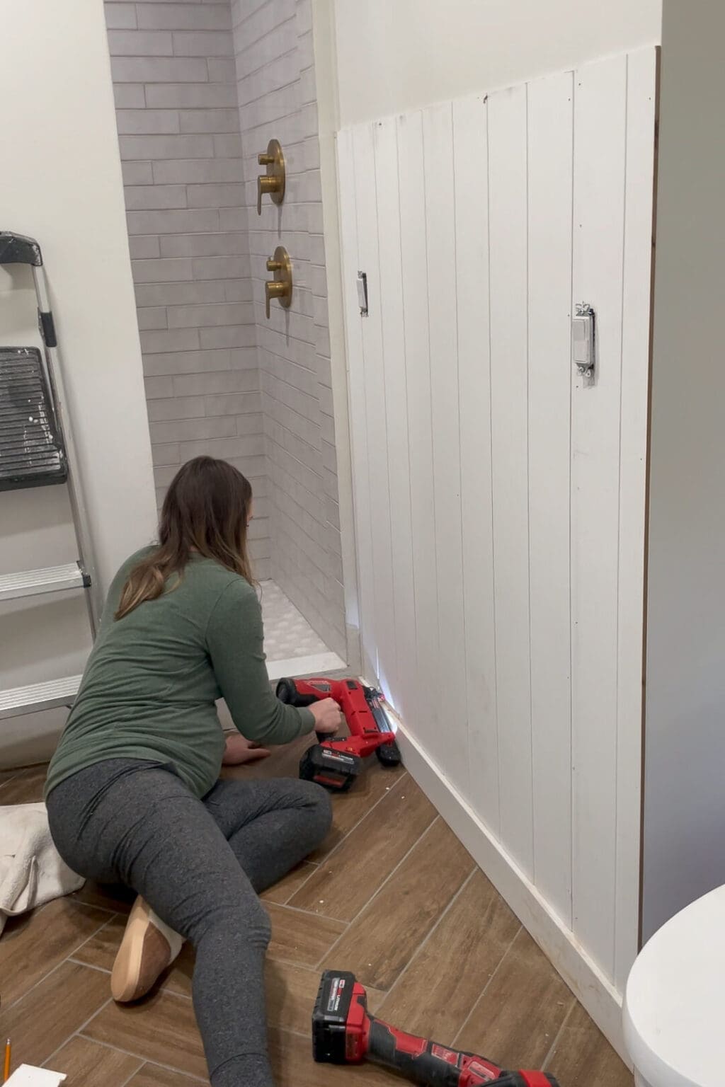 How to Install Vertical Shiplap Walls in a Bathroom | Crystel ...